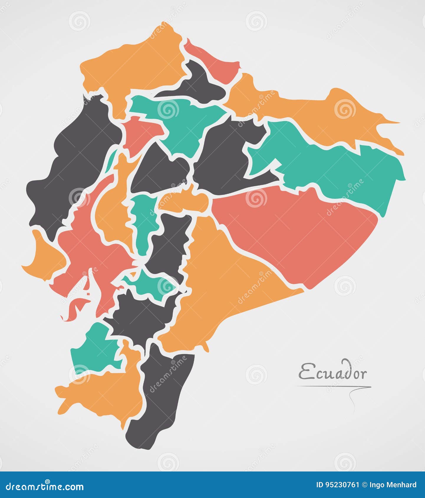 Ecuador Map With Shapes Of Regions. Cartoon Vector | CartoonDealer.com ...