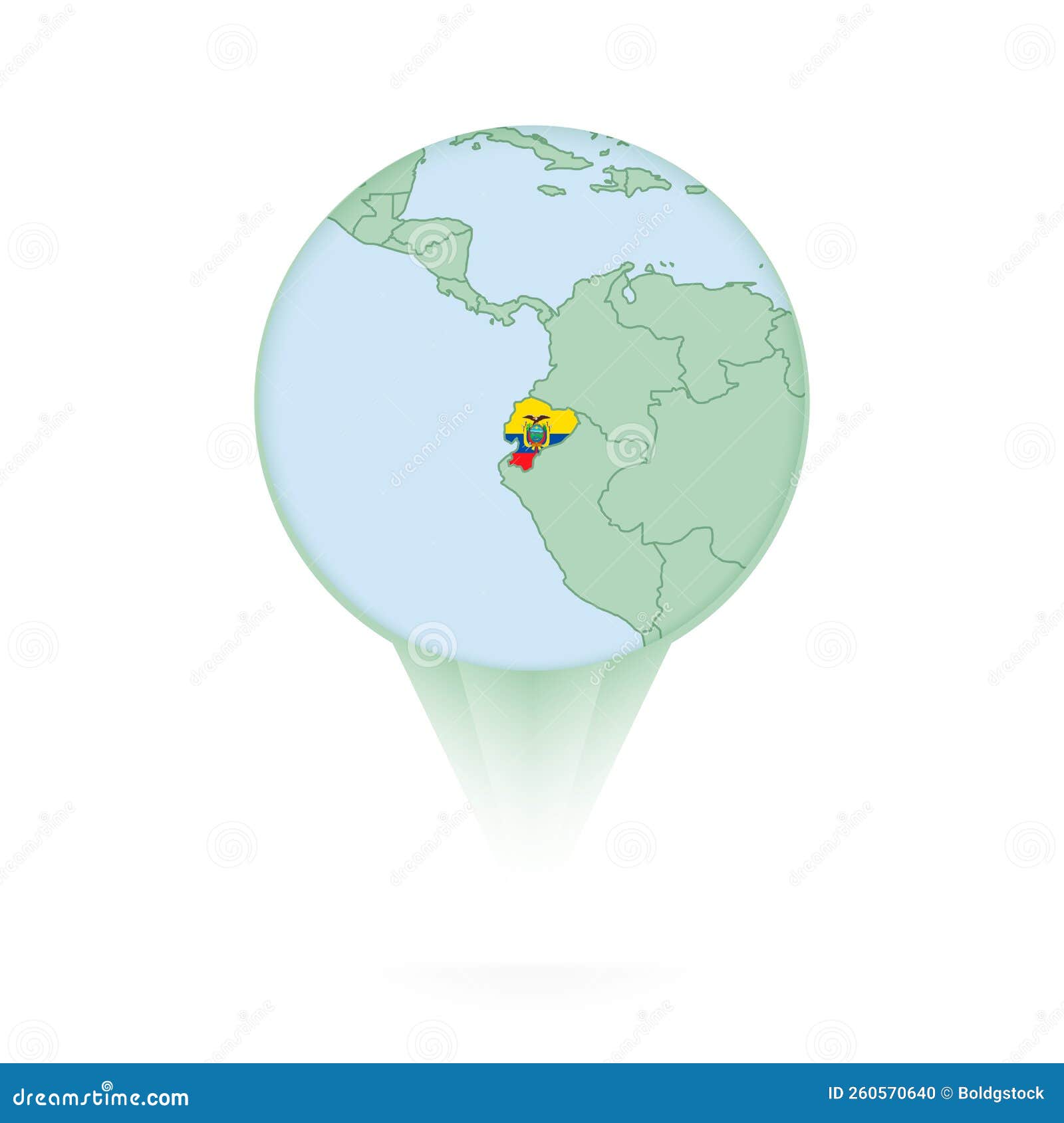 Ecuador Map, Stylish Location Icon with Ecuador Map and Flag Stock ...