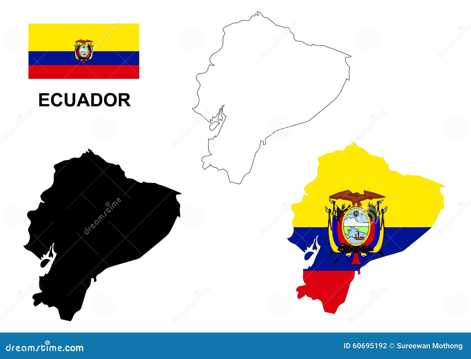 Ecuador Map Vector, Ecuador Flag Vector, Isolated Ecuador Stock Vector ...