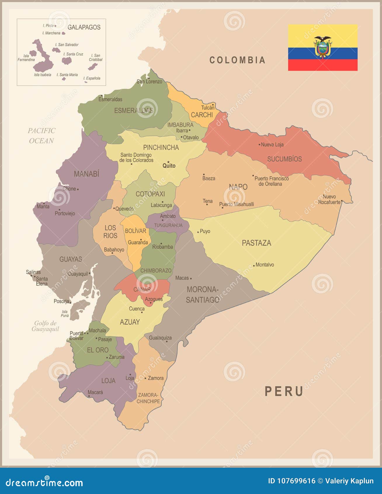 Ecuador - Mapa Y Bandera Del Vintage - Ejemplo Detallado Del Vector ... Ecuador - Mapa Y Bandera Del Vintage - Ejemplo Detallado Del Vector ...