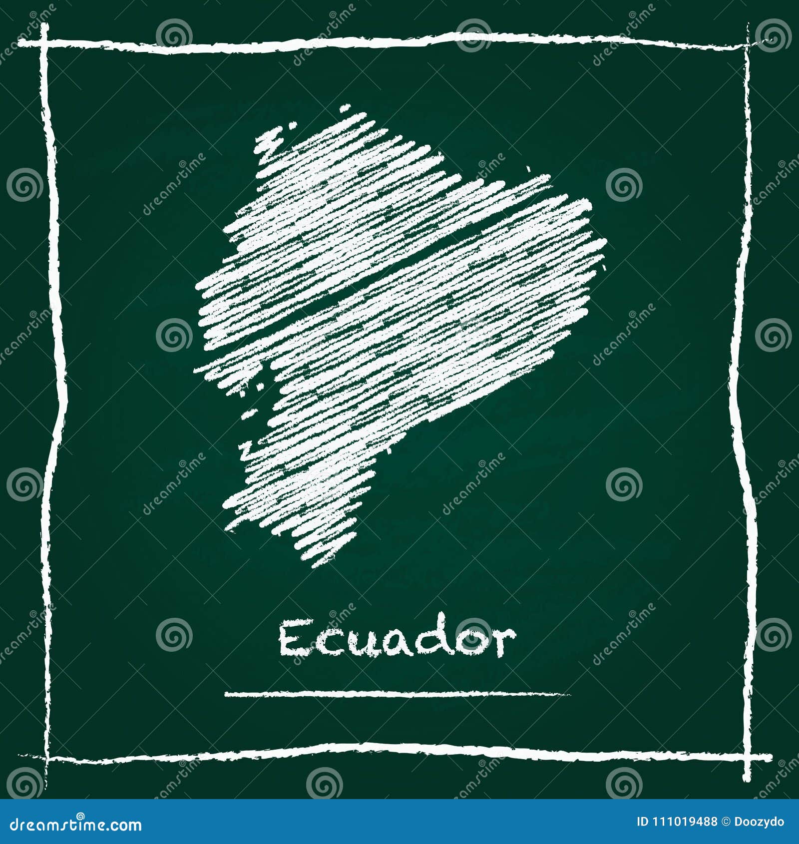 Ecuador Outline Vector Map Hand Drawn with Chalk. Stock Vector ...