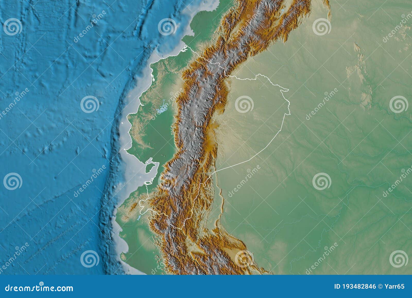 Ecuador outlined. Relief stock illustration. Illustration of relief ...
