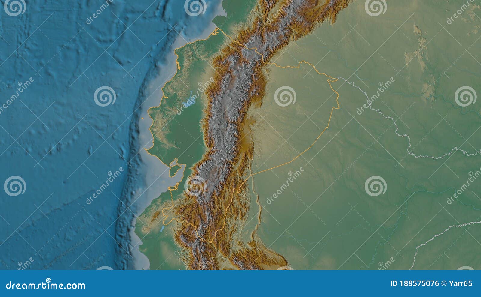 Ecuador - overview. Relief stock illustration. Illustration of ...