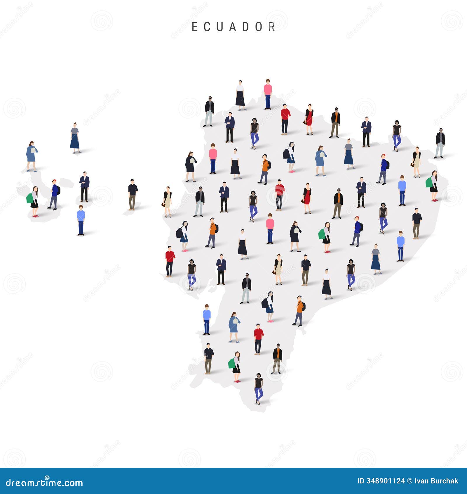 Ecuador Map. Large Group Of People Form To Create A Shape Of Ecuador ...