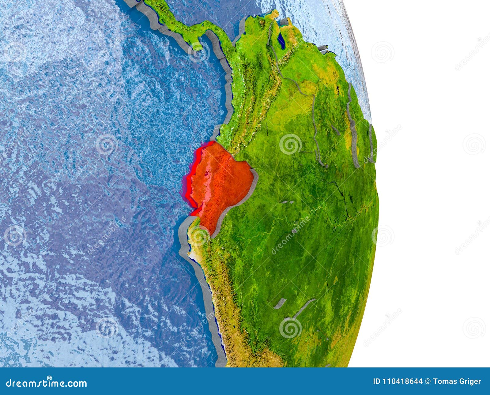 Ecuador on realistic globe stock illustration. Illustration of border ...