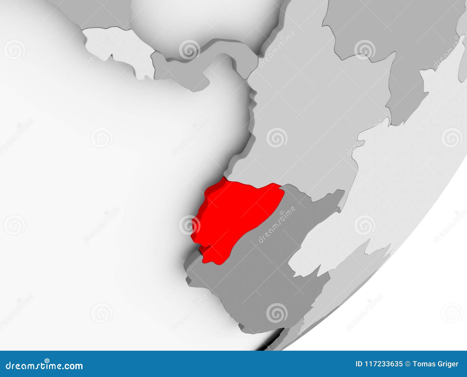 Ecuador in red on grey map stock illustration. Illustration of america ...