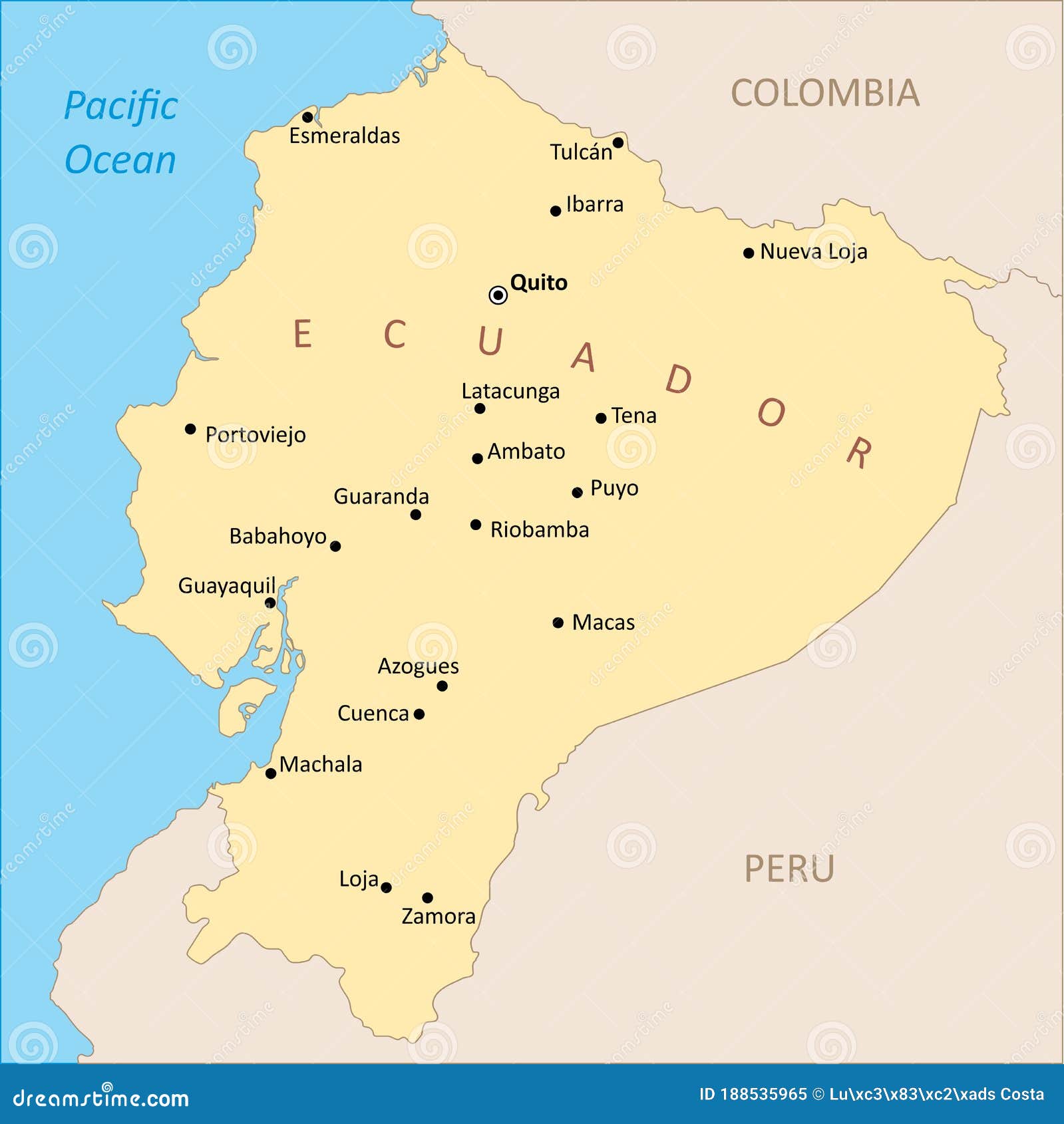 Ecuador Region Map: Blue With White Outline And. Vector Illustration | CartoonDealer.com #92304742