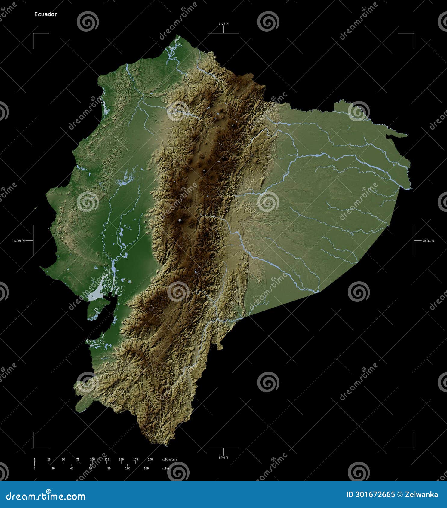 Ecuador Shape on Black. Pale Stock Image - Image of land, capital ...