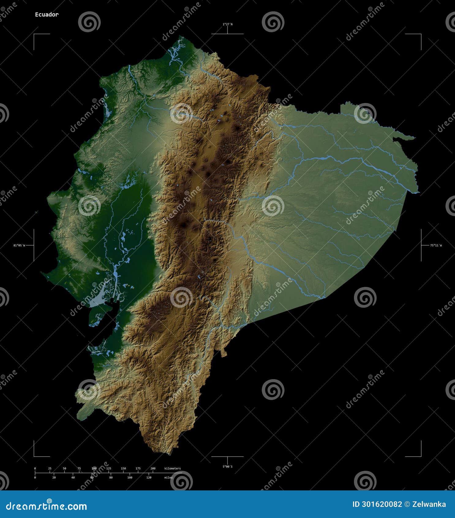Ecuador Shape on Black. Physical Stock Illustration - Illustration of ...