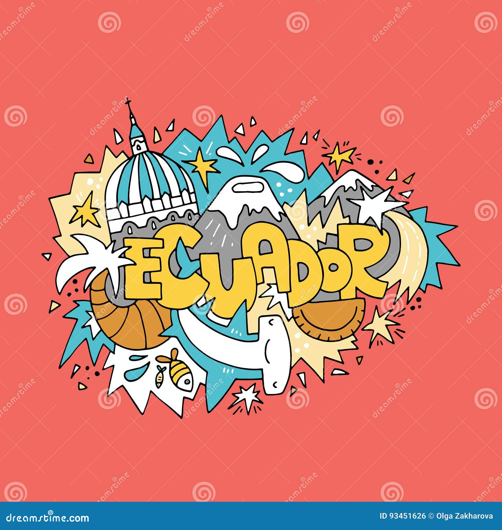 Ecuador Vector Concept stock vector. Illustration of destination - 93451626