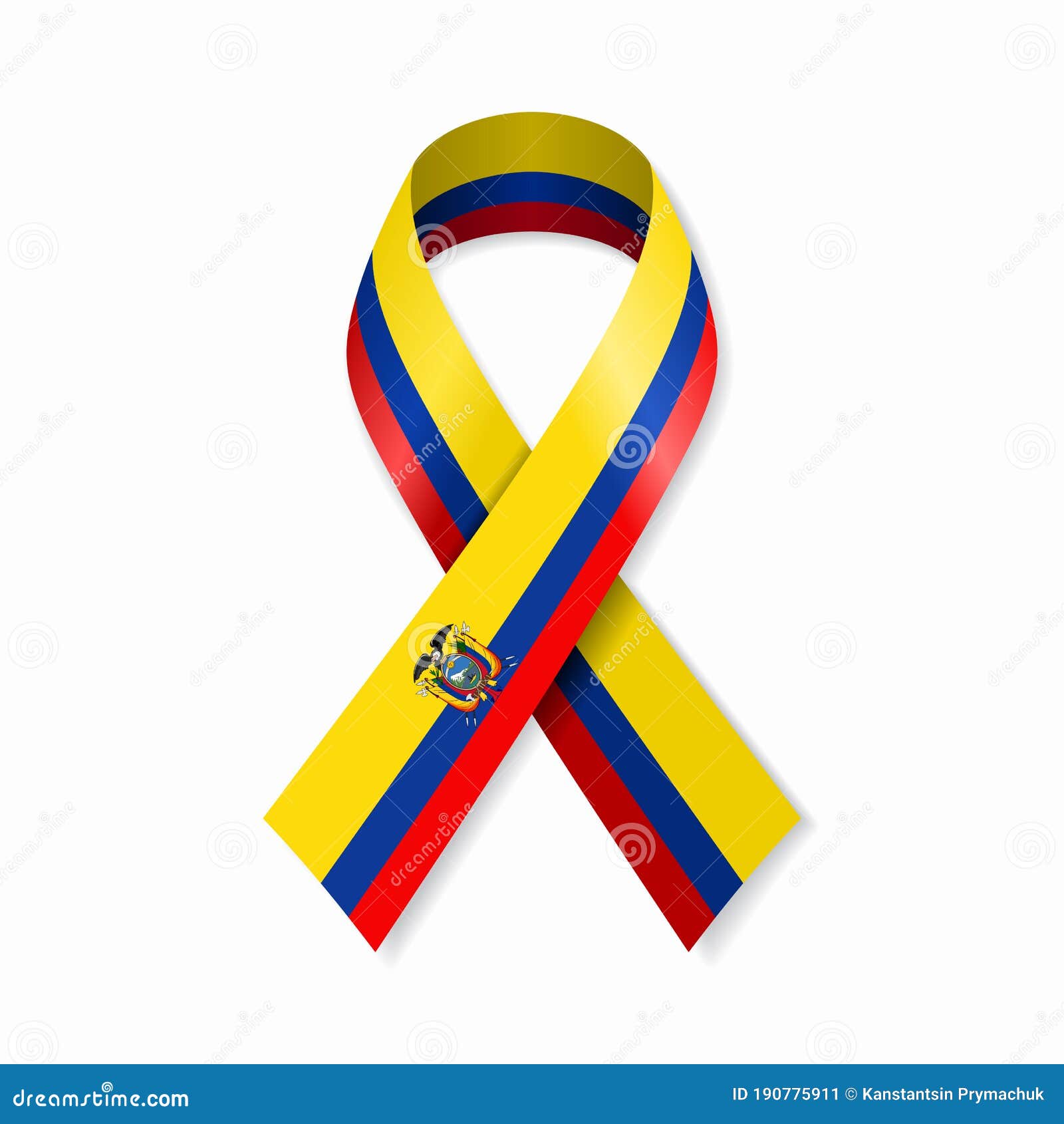 Ecuadorian Flag Stripe Ribbon on White Background. Vector Illustration ...
