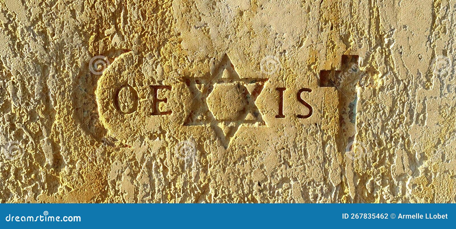 Ecumenical Symbol Engraved in Stone Stock Photo - Image of muslim ...