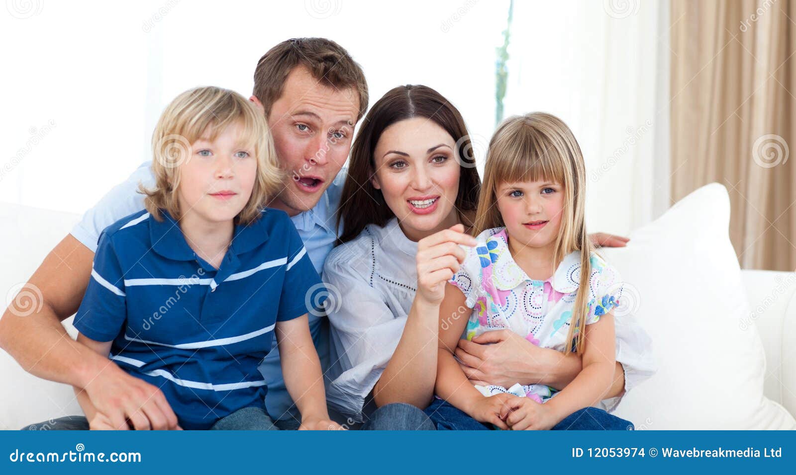Ecxited Family Watching a Rugby Match Stock Photo - Image of living ...