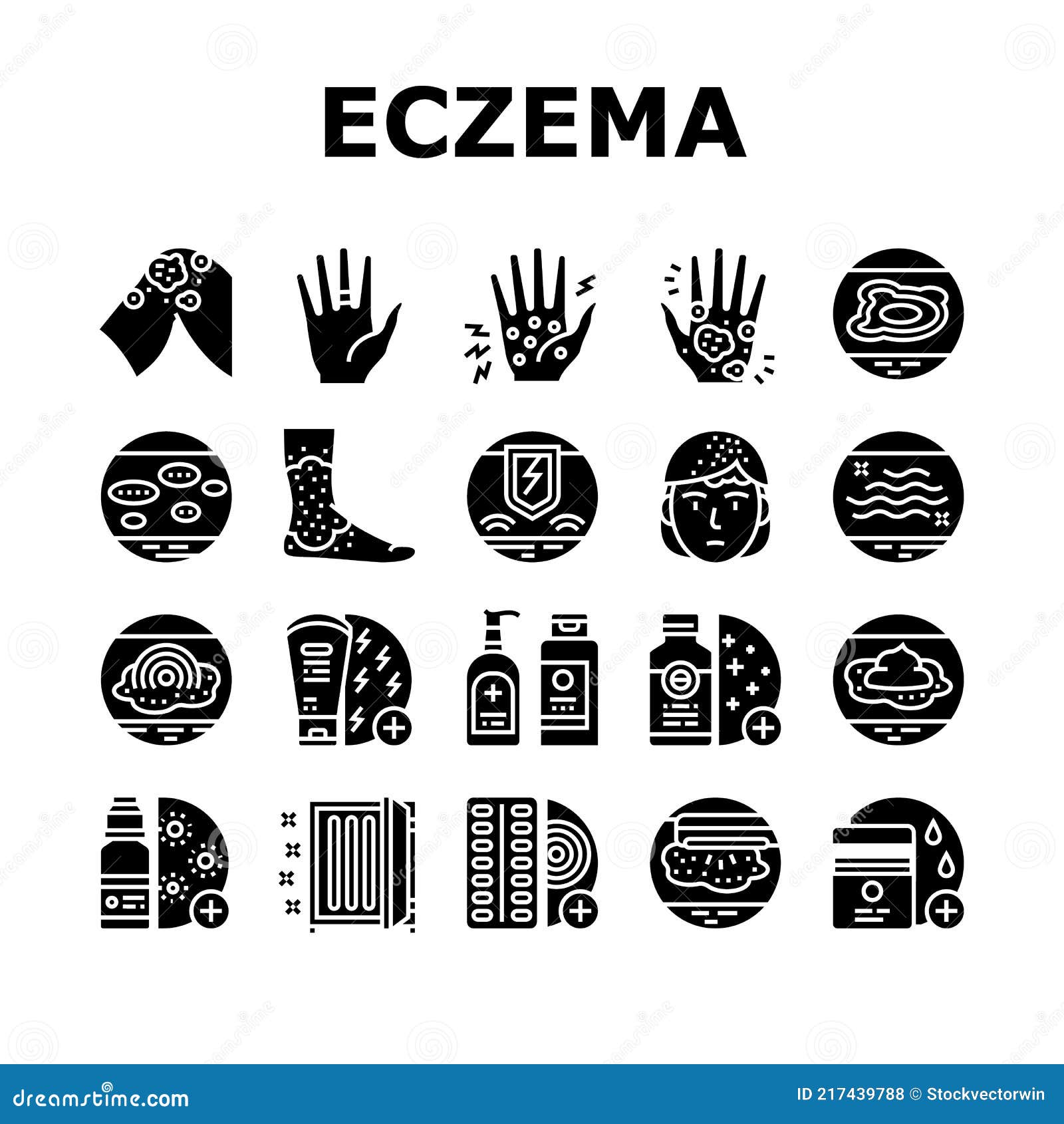Eczema Disease Treat Collection Icons Set Vector Stock Vector