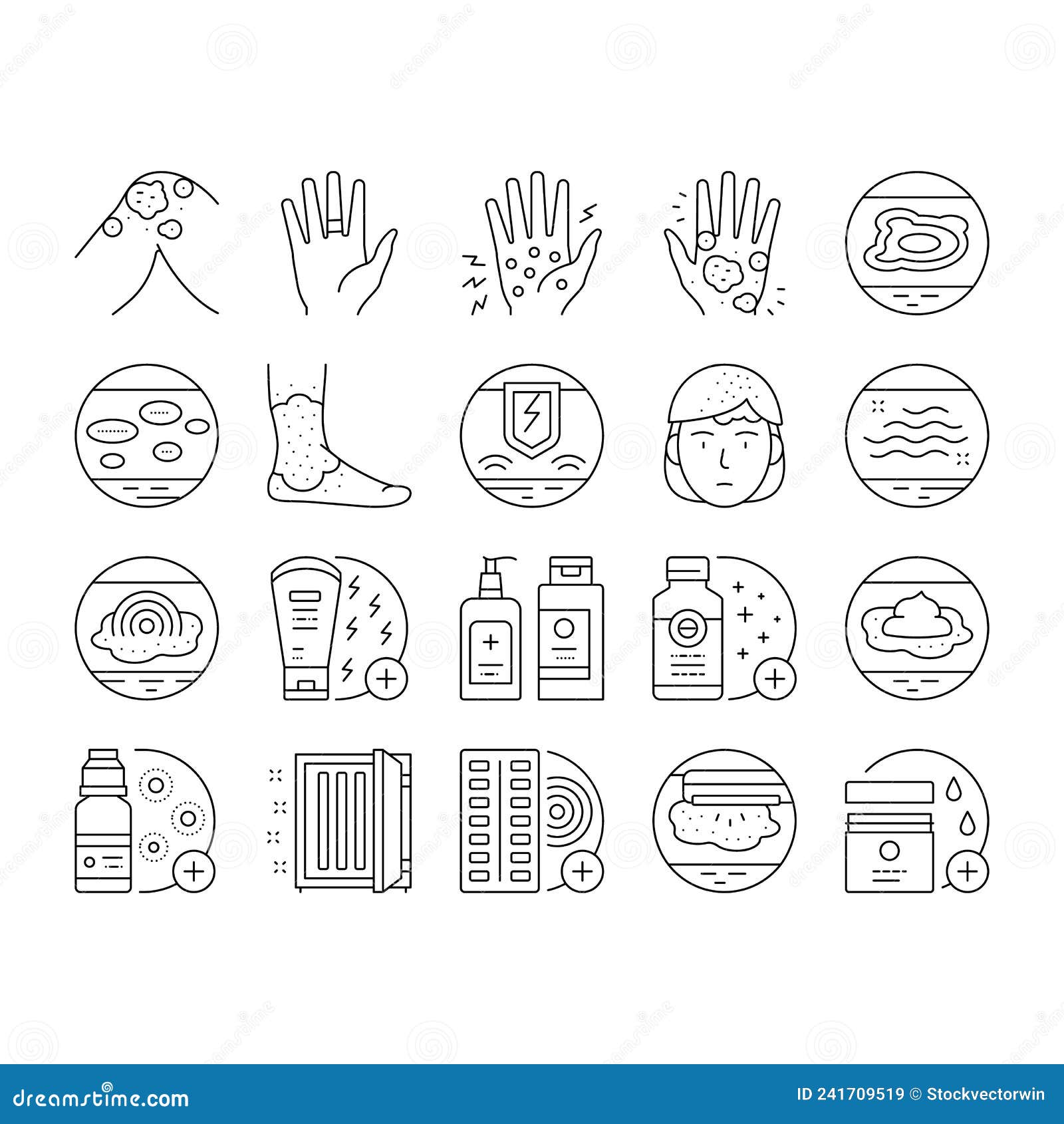 Eczema Disease Treat Collection Icons Set Vector Stock Vector