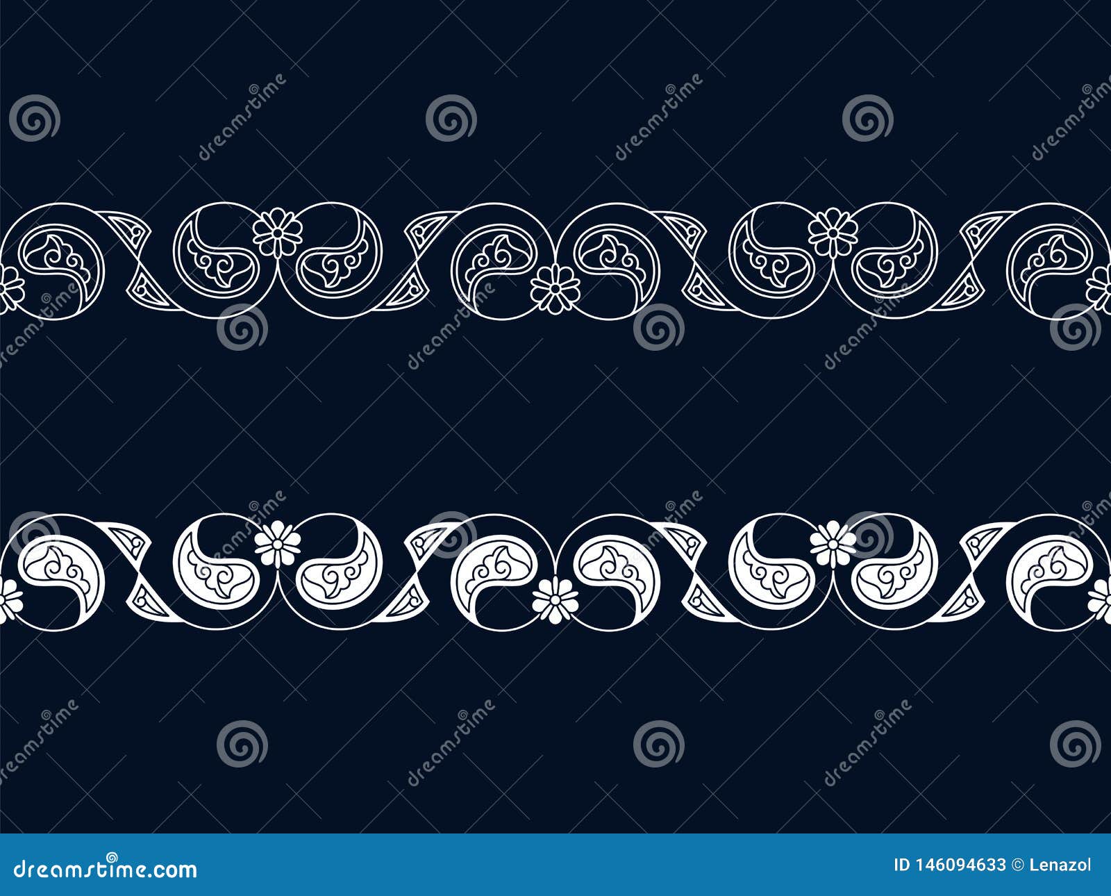 Seamless Vector Set With Two Indian Floral Borders. Design For ...