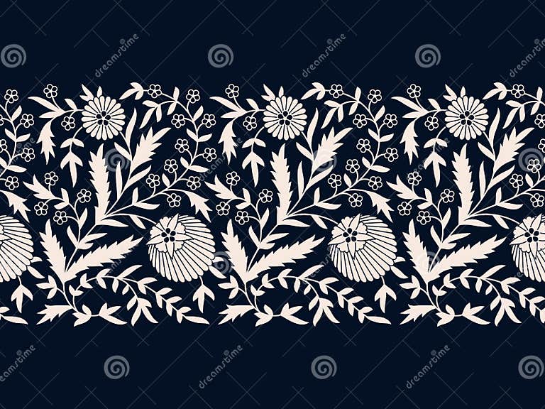 Seamless Vector Wide Floral Border. Seamless Template in Swatch Panel ...