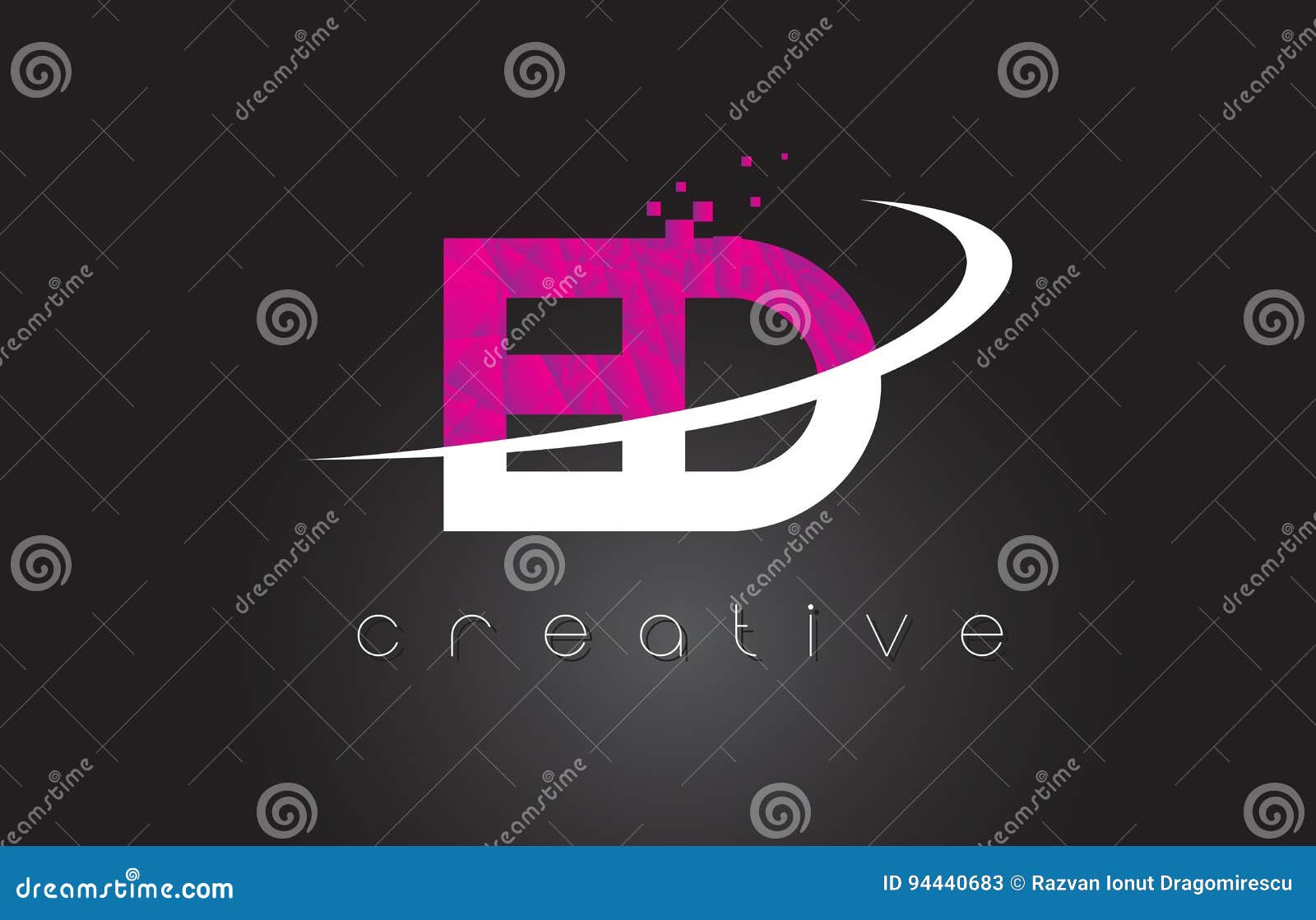 ED E D Creative Letters Design with White Pink Colors Stock Vector ...