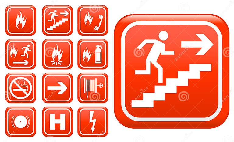 Ed Emergency Fire Safety Signs Stock Vector - Illustration of ...