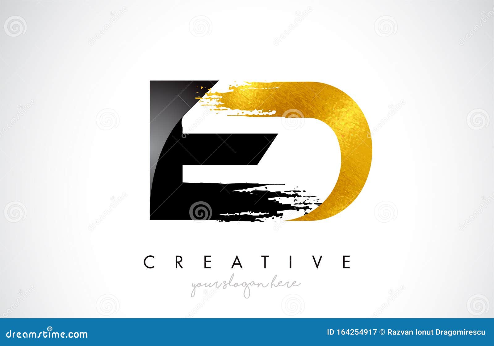 ED Letter Design with Brush Stroke and Modern 3D Look Stock Vector ...