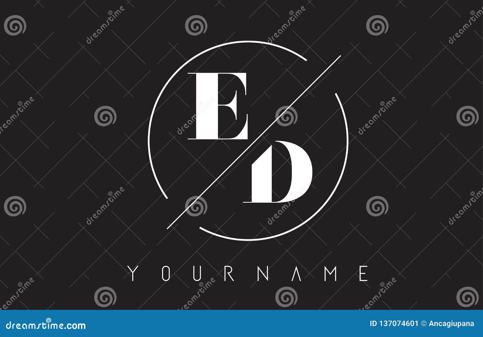 ED Letter Logo with Cutted and Intersected Design Stock Vector ...
