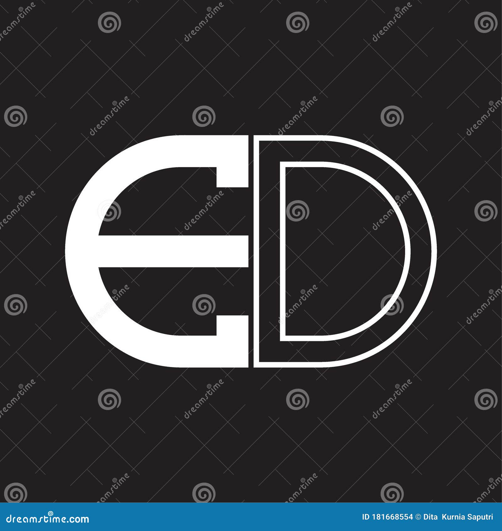 ED Letter Logo Monogram with Oval Shape Negative Space Design Template ...