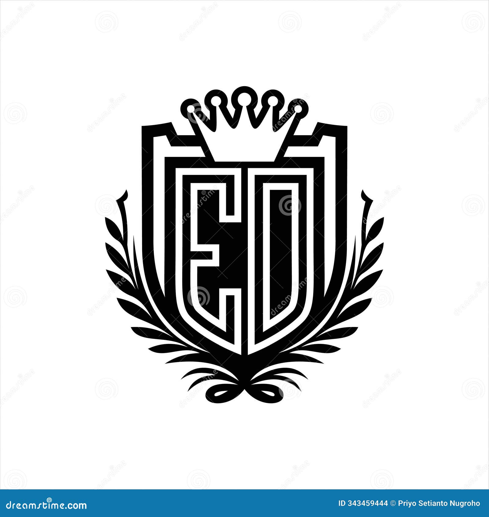 ED Logo Heraldic Shield Shape With Crown, Vintage Crest On White ...