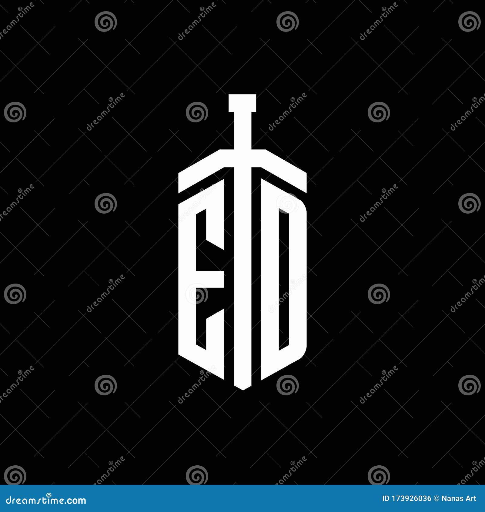 ED Logo Monogram with Sword Element Ribbon Design Template Stock Vector ...