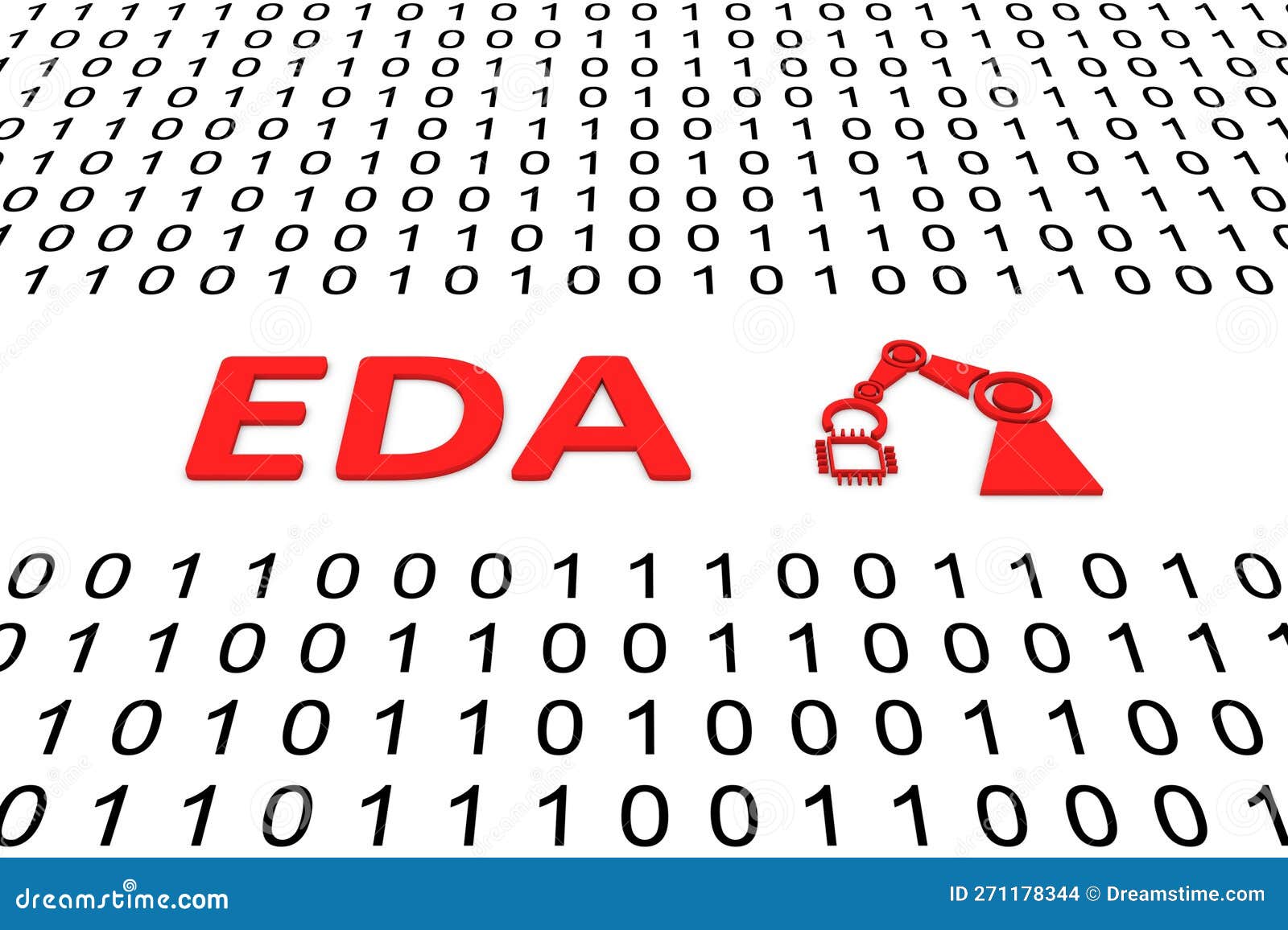 EDA concept binary code 3d stock illustration. Illustration of ...