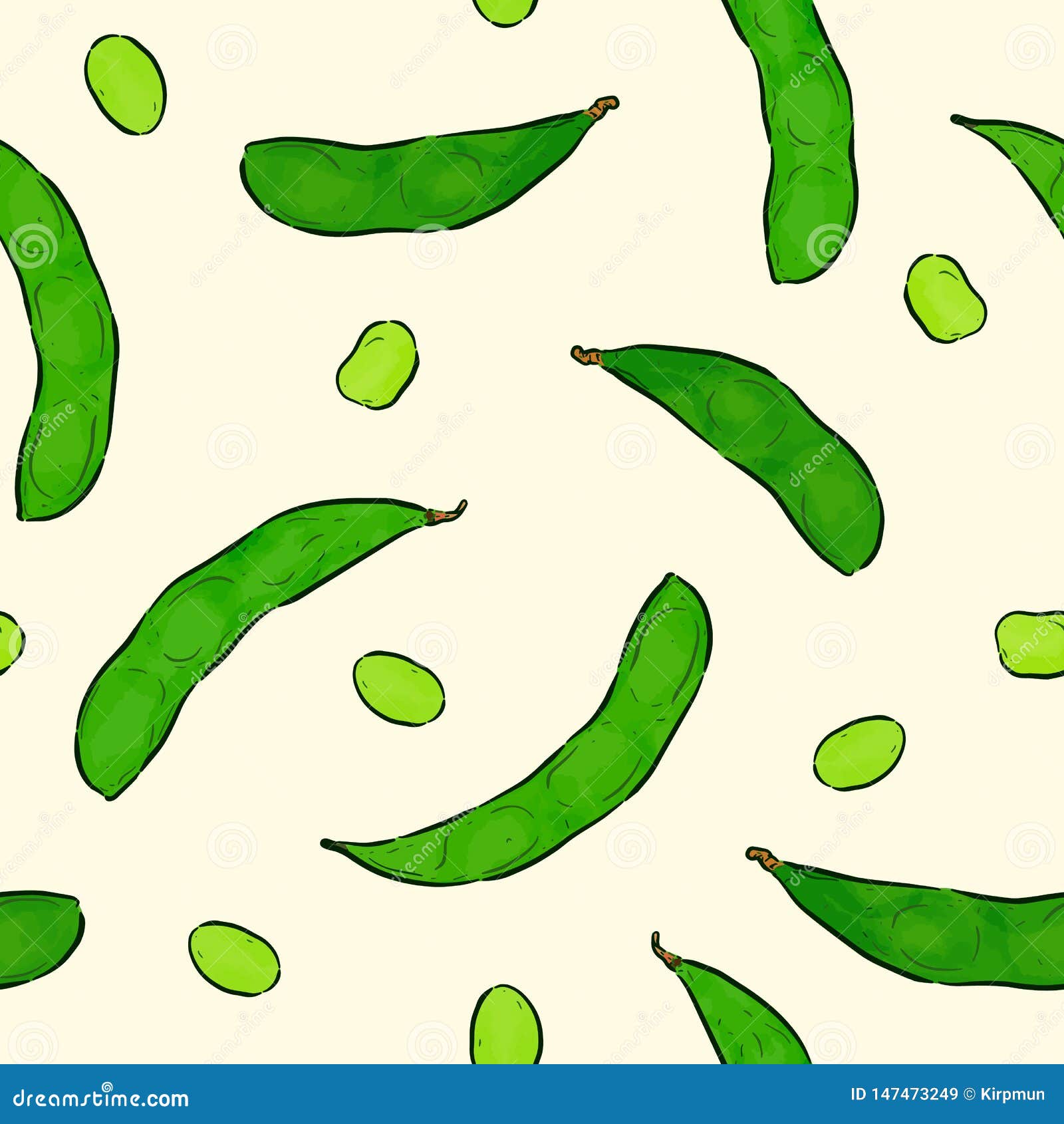 Edamame Hand-drawn Illustration. Edamame. Vector Doodle Style Cartoon ...