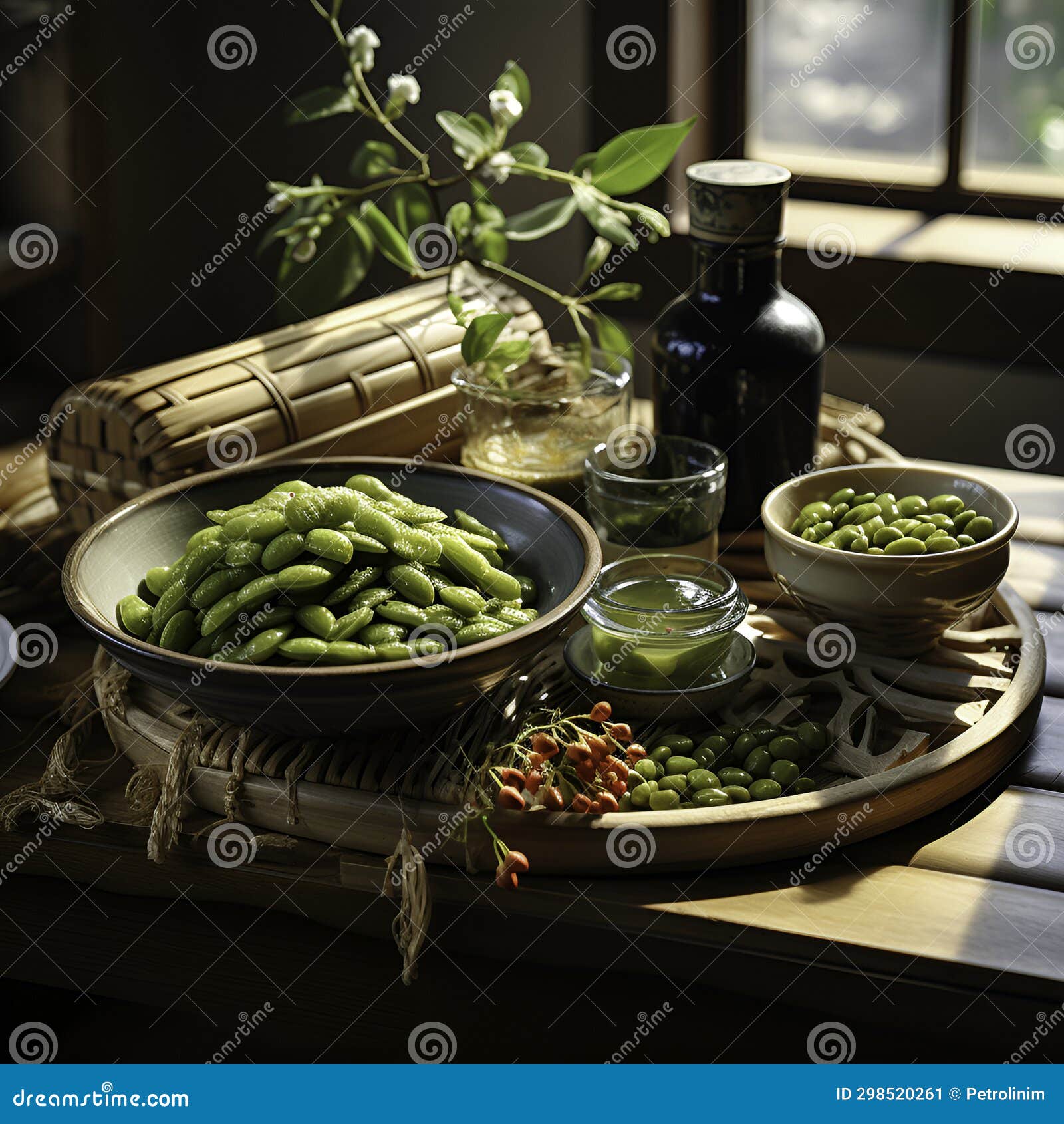Edamame Served on a Typical Plate Stock Image - Image of steam, drinks ...