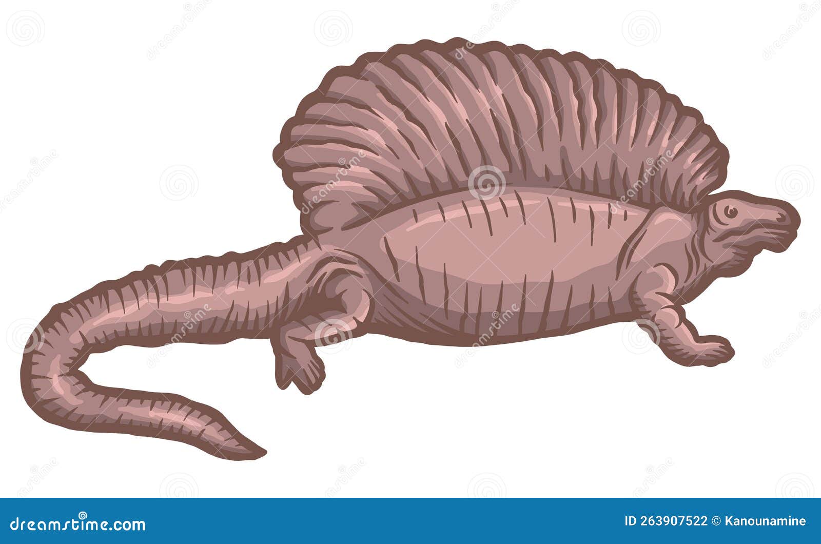 Edaphosaurus Dinosaur - Hand Drawn Vector Illustration Stock ...