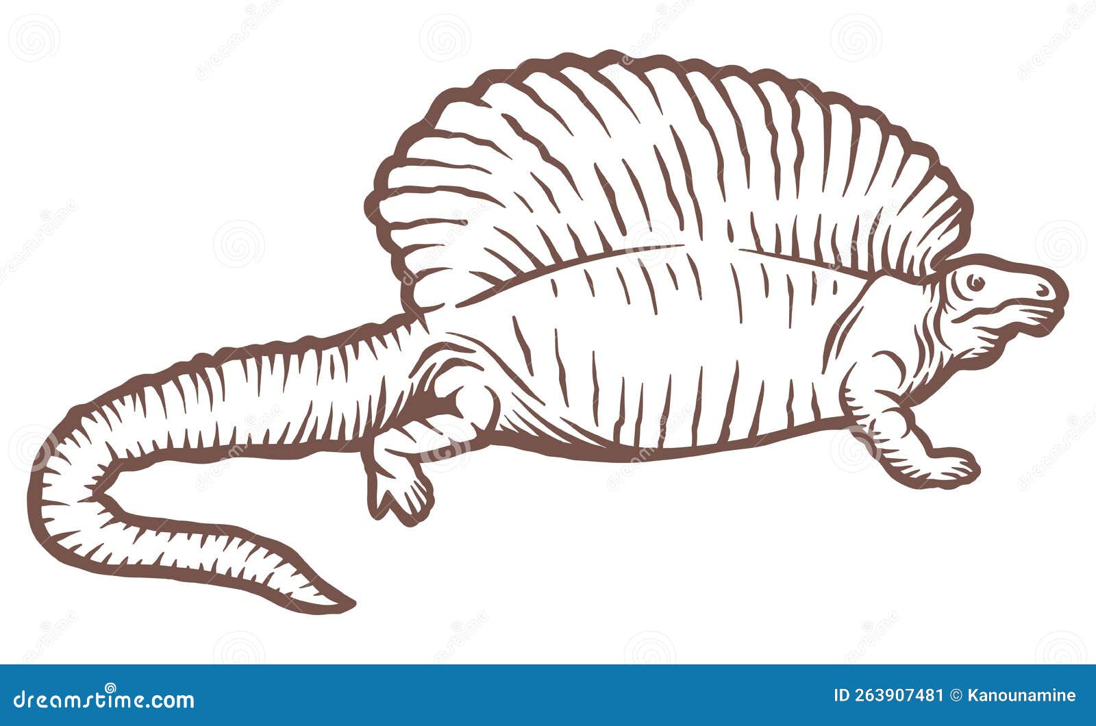 Edaphosaurus Dinosaur - Hand Drawn Vector Illustration - Out Line Stock ...