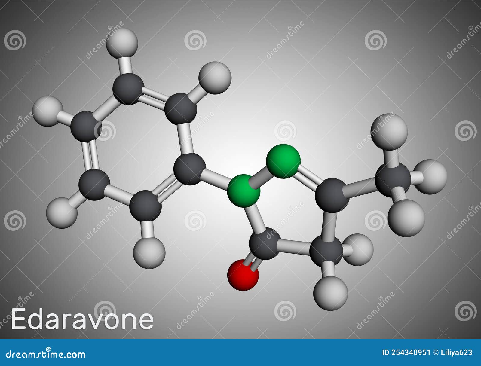 Edaravone Molecule. Structural Chemical Formula, Molecule Model. Vector ...