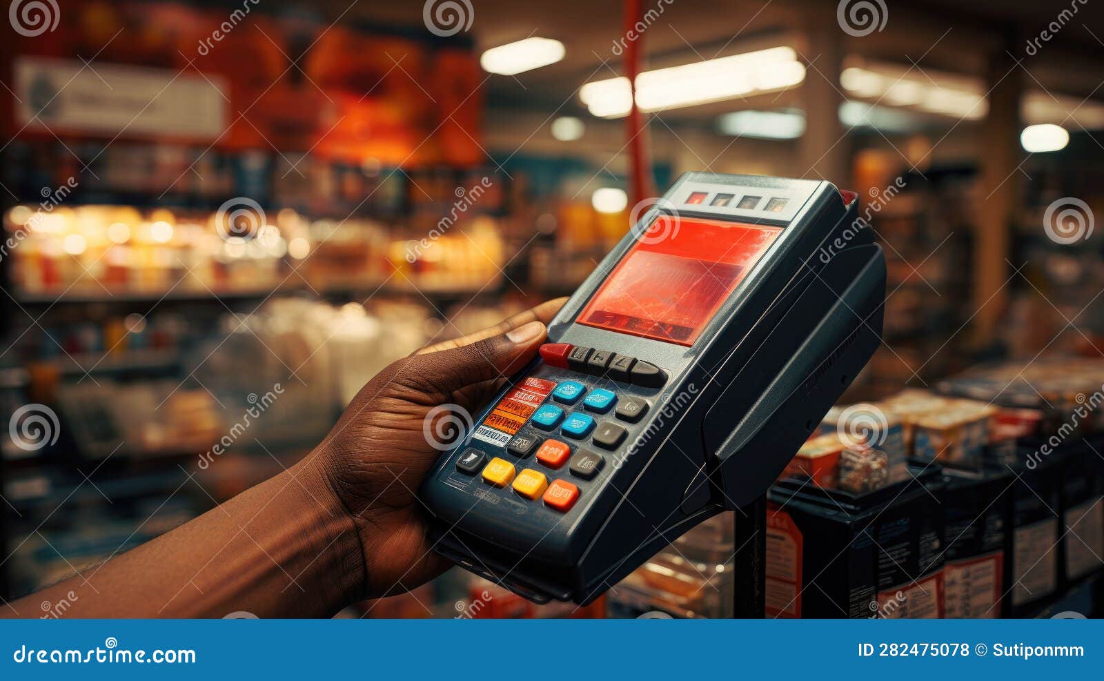 EDC Machine for Credit Card Payment in a Supermarket Stock Illustration ...