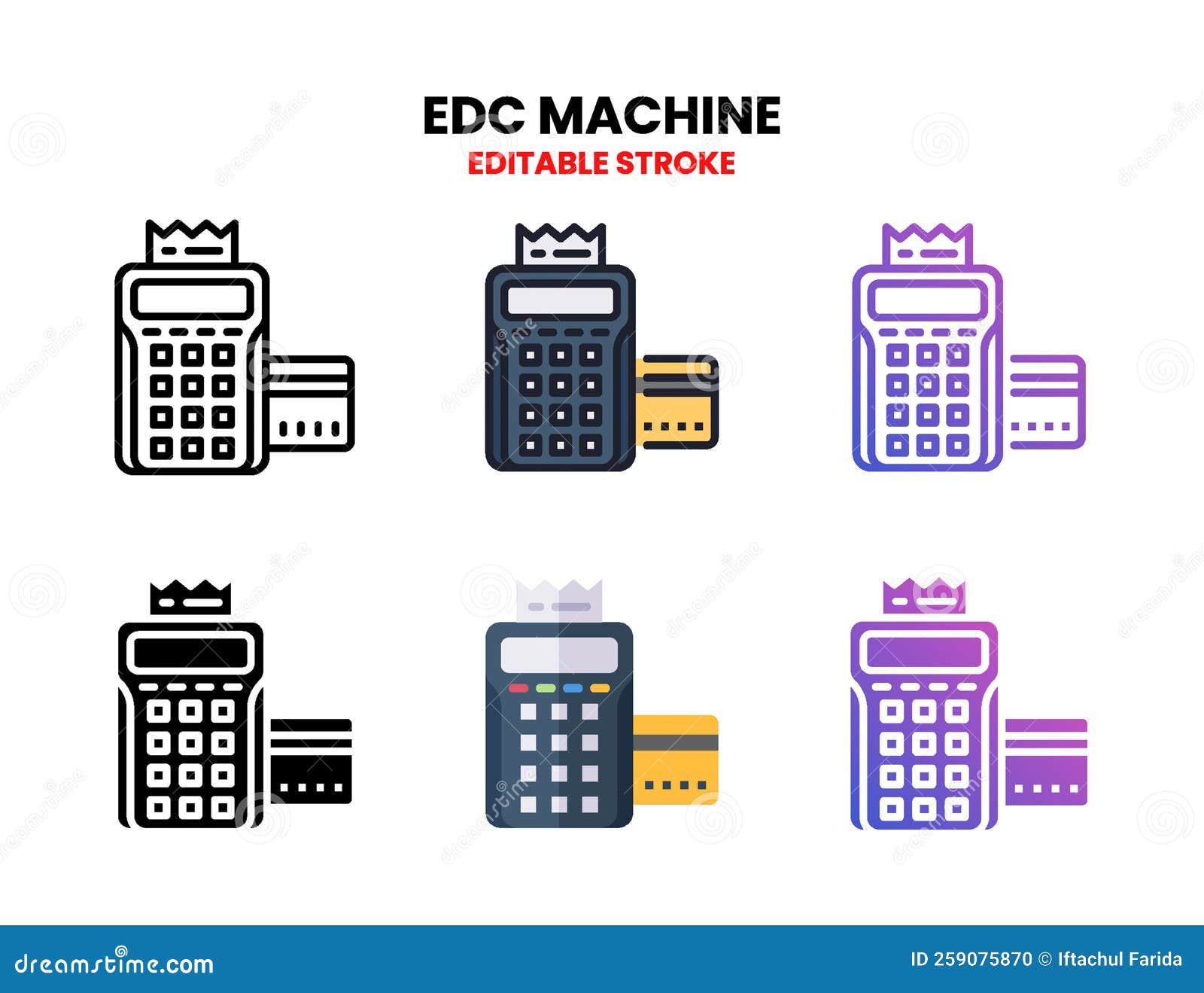 EDC Machine Icon Set With Different Styles. Vector Illustration ...