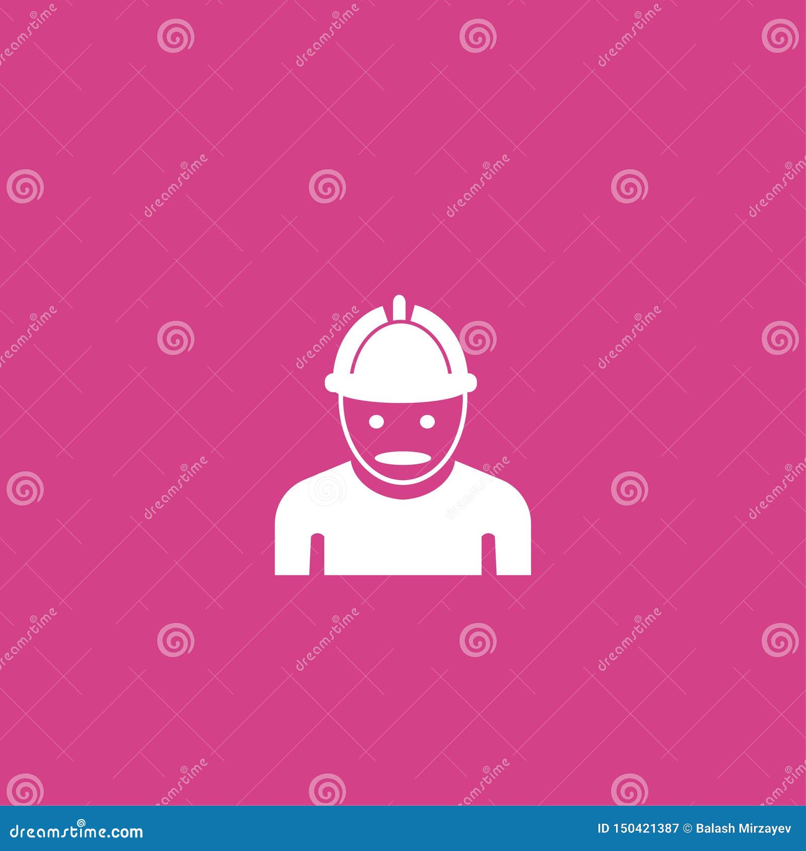 Construction Worker Icon on Pink Background. Stock Vector ...