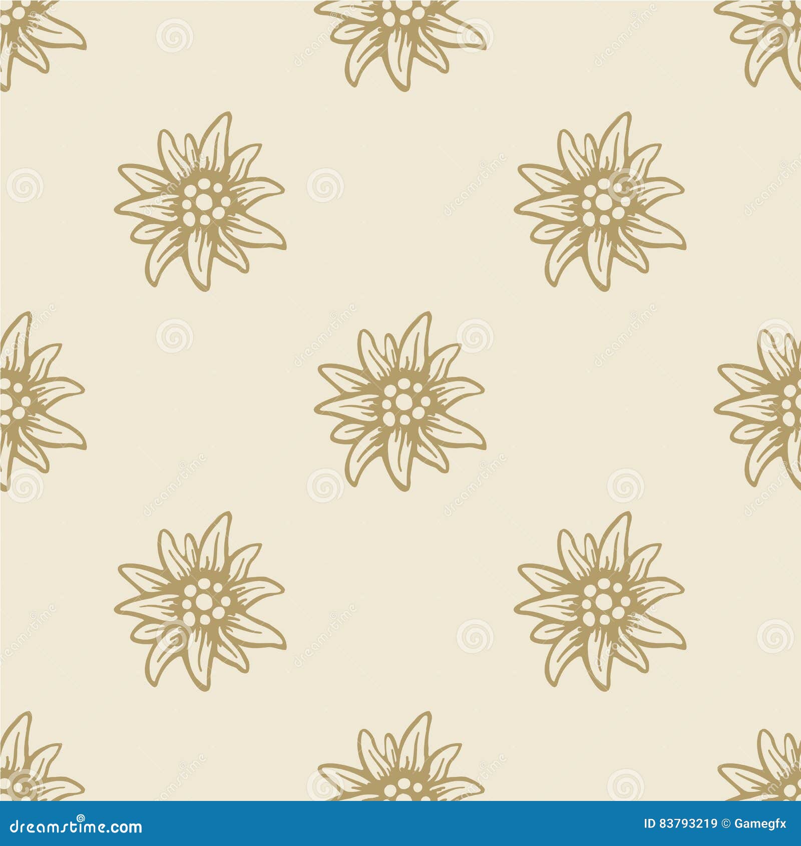 Edelweiss Flower Alpine Icon Seamless Background Tile Pattern Cartoon ...
