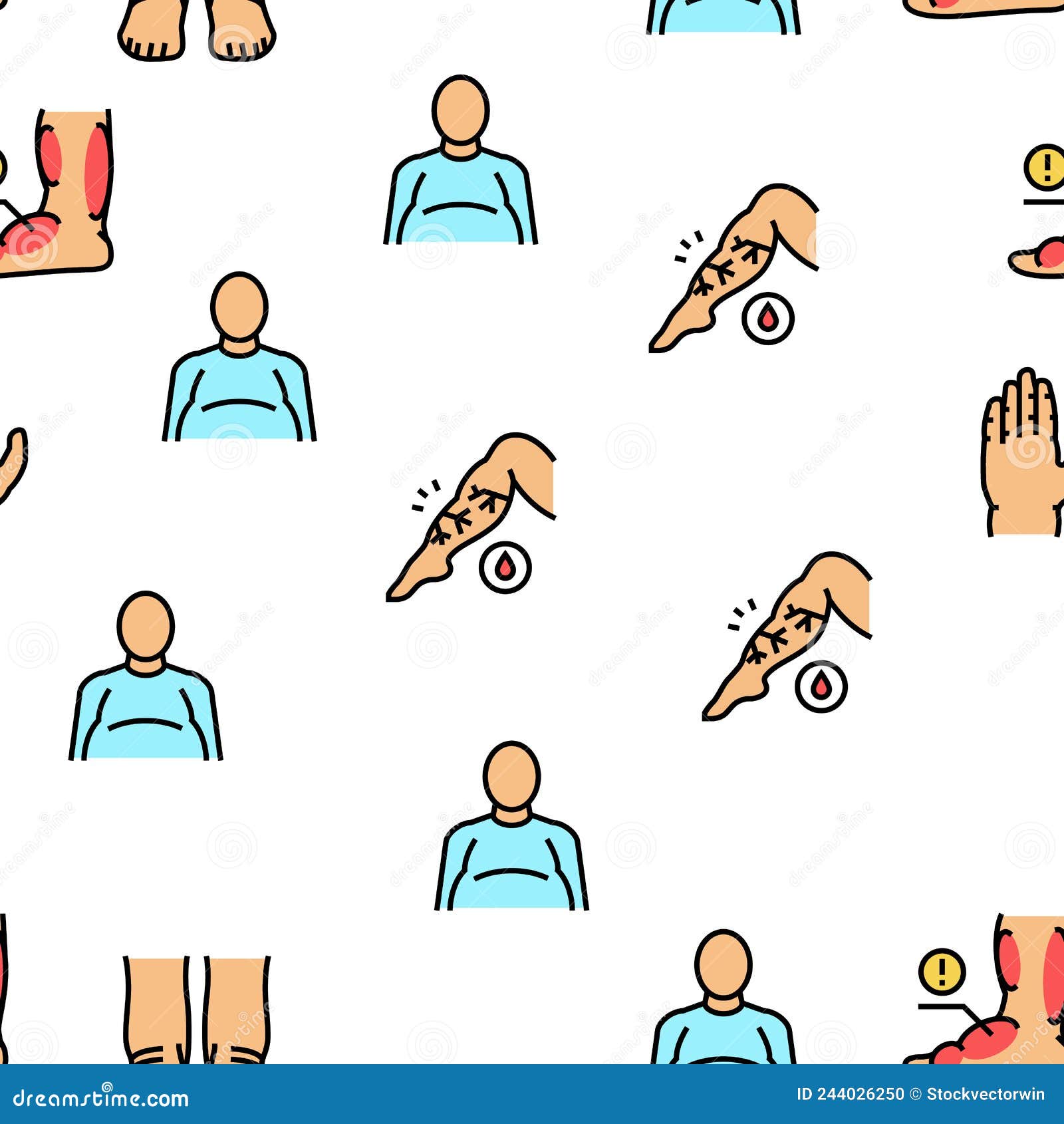 Edema Disease Symptom Vector Seamless Pattern Stock Vector ...