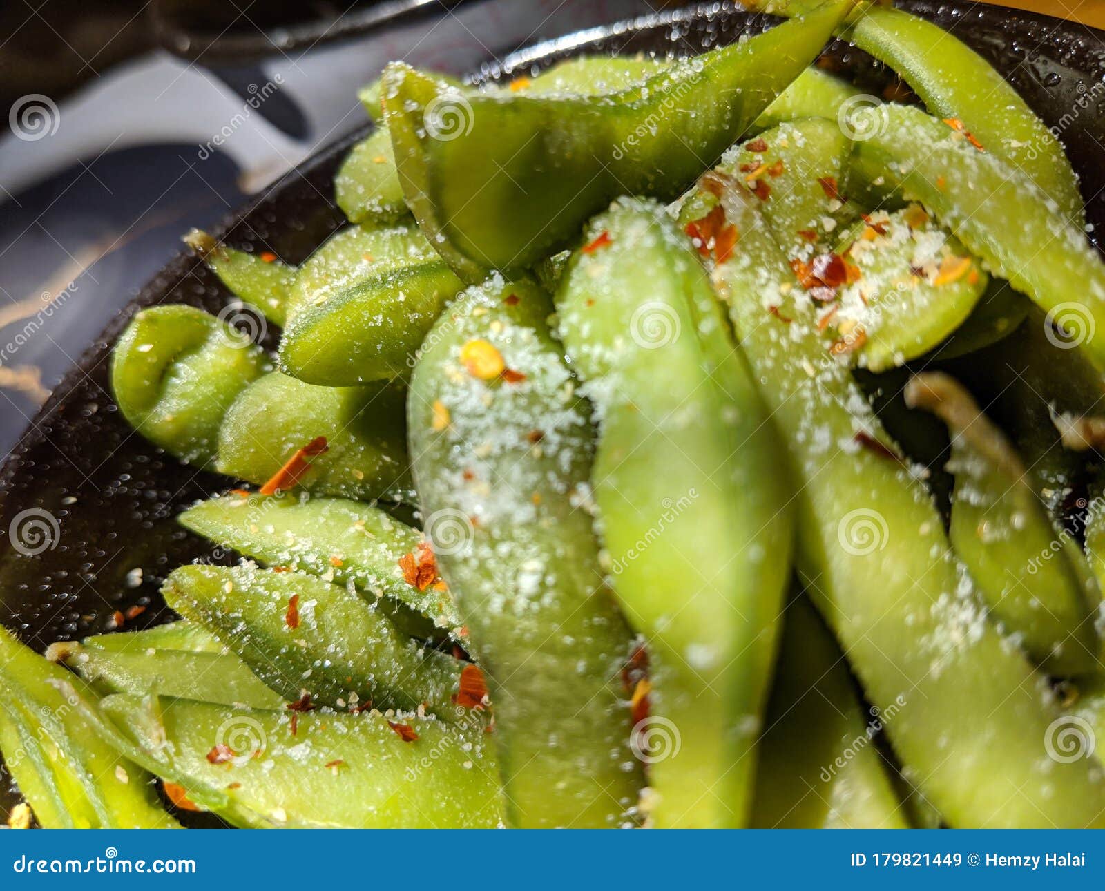 Edemame Beans With Salt And Chilli Flakes Royalty-Free Stock Photo ...