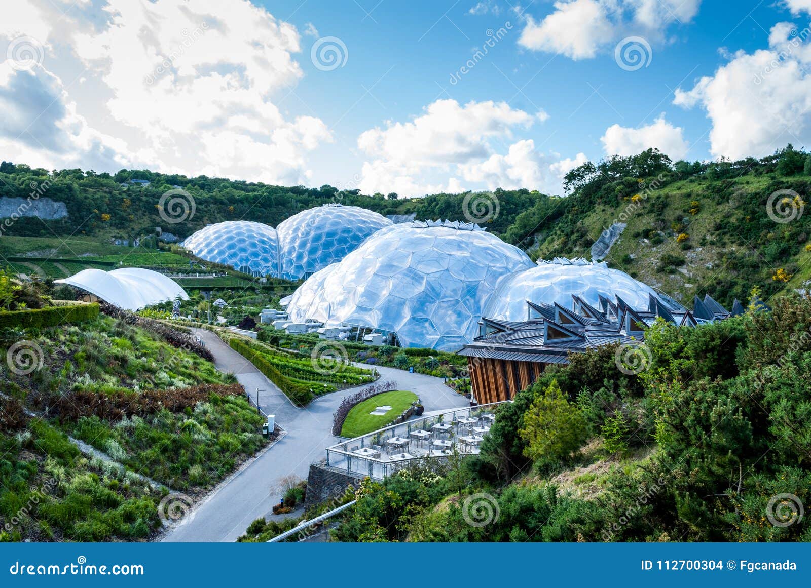 Panoramic View of the Geodesic Biome Domes at the Eden Project ...