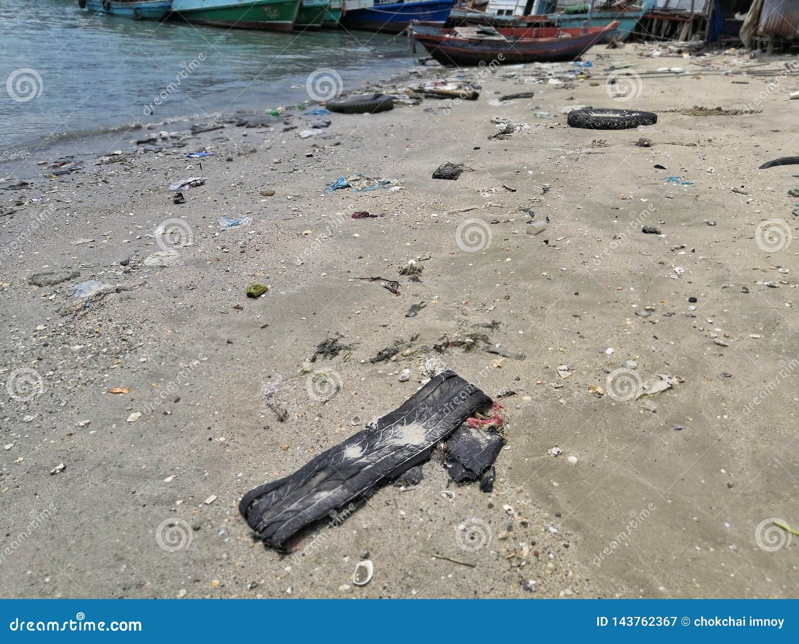 Rubbish on the beach stock image. Image of rubbish, ugly - 143762367