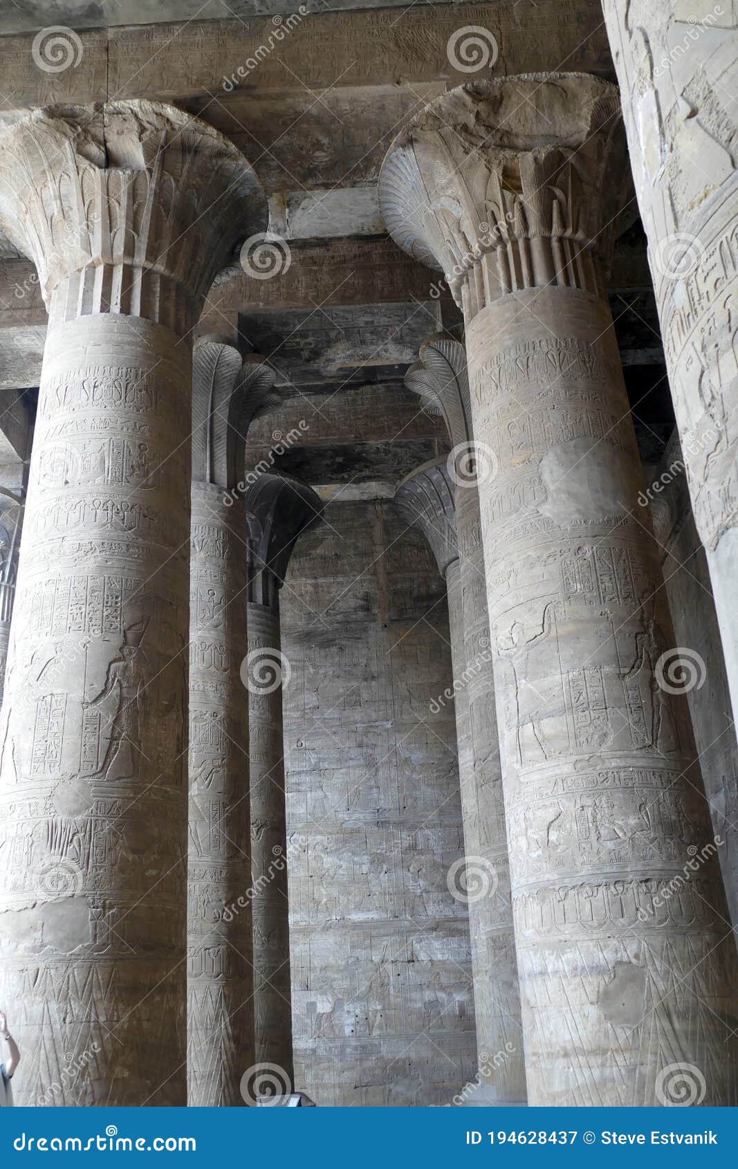 Massive Columns of the Hypostyle Hall of the Temple of Edfu Stock Image ...
