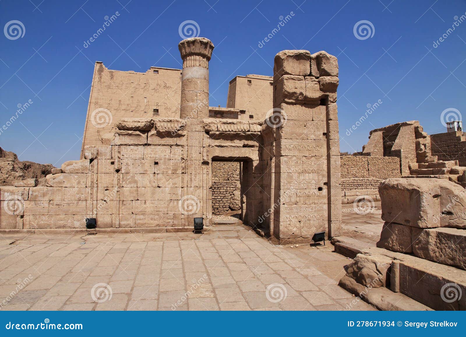 Edfu Temple on the Nile River in Egypt, Africa Editorial Stock Image ...