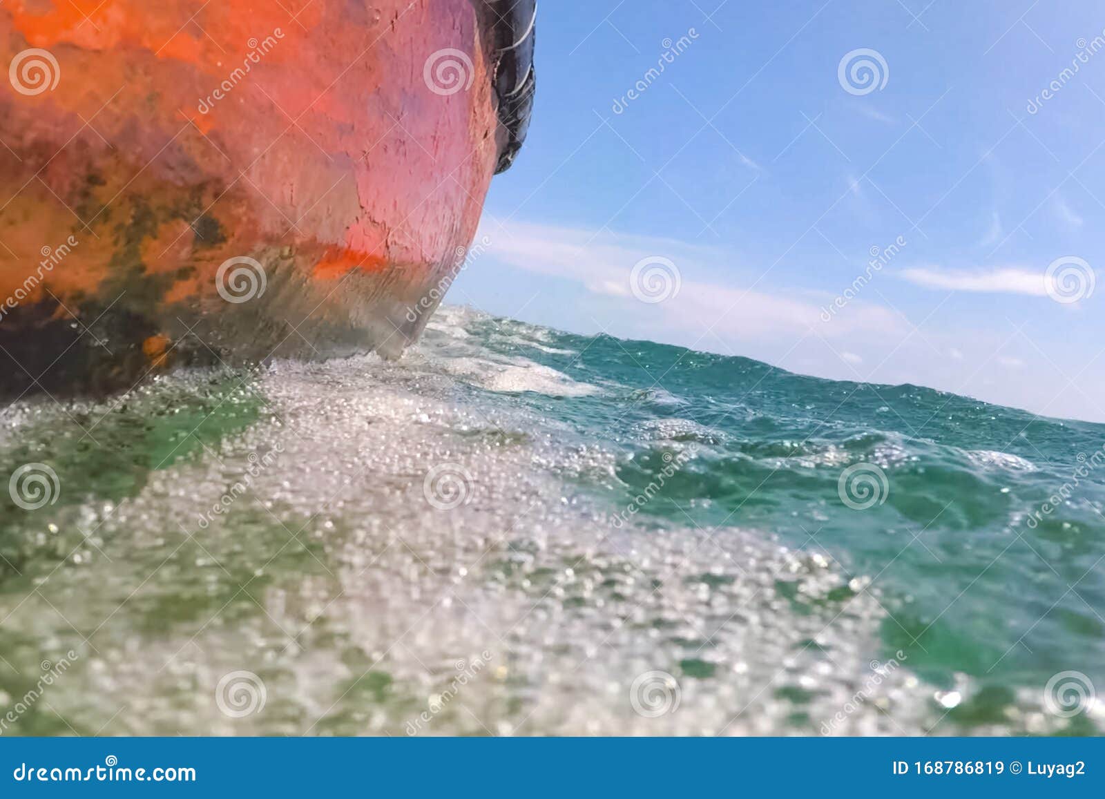 The Edge of a Boat Sailing in the Sea. Boat in Water Stock Image ...