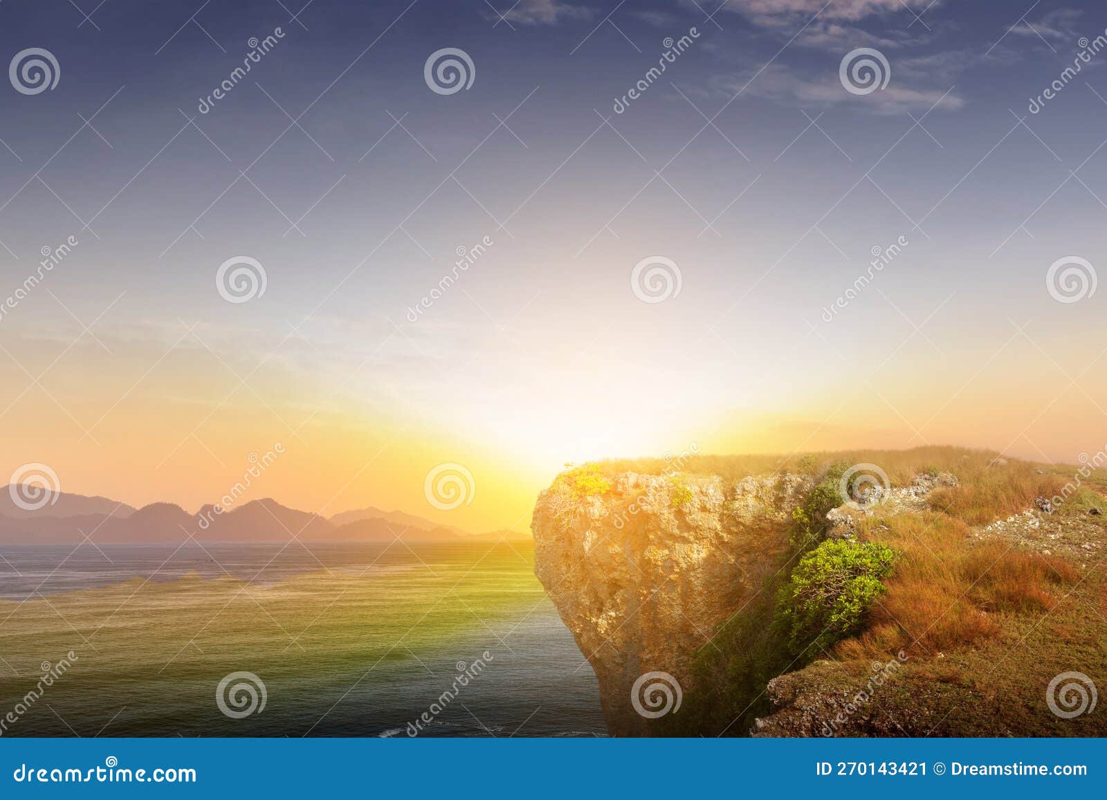 Edge of a Cliff with Ocean View Stock Image - Image of sunset, edge ...
