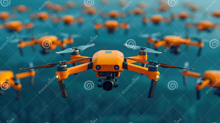 Edge Computing Autonomous Drone Swarm Stock Illustration - Illustration ...