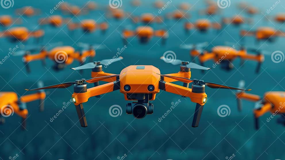 Edge Computing Autonomous Drone Swarm Stock Illustration - Illustration ...