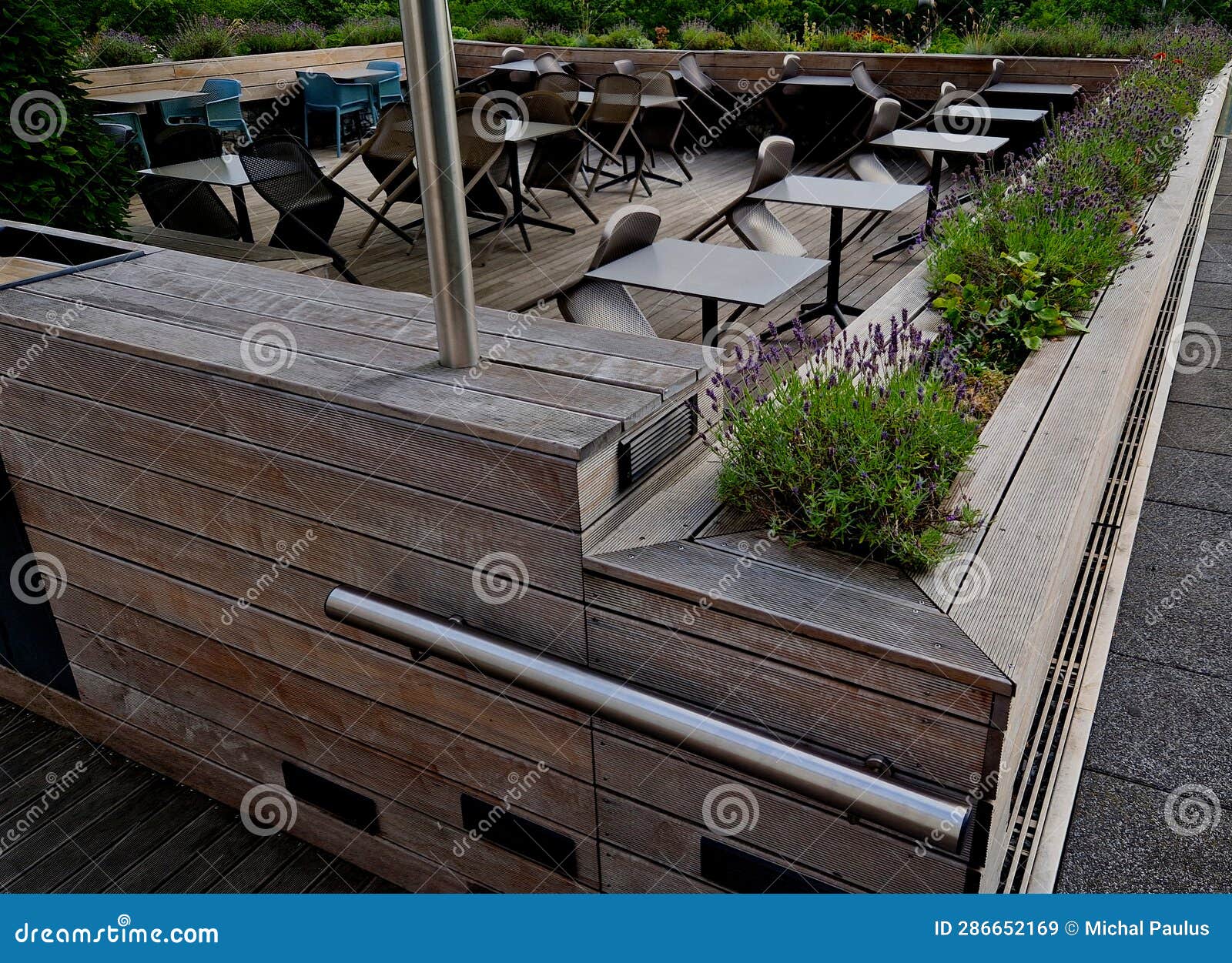 Edge of Elevated Terrace Overlooking the Park is a Concrete Long Stock ...