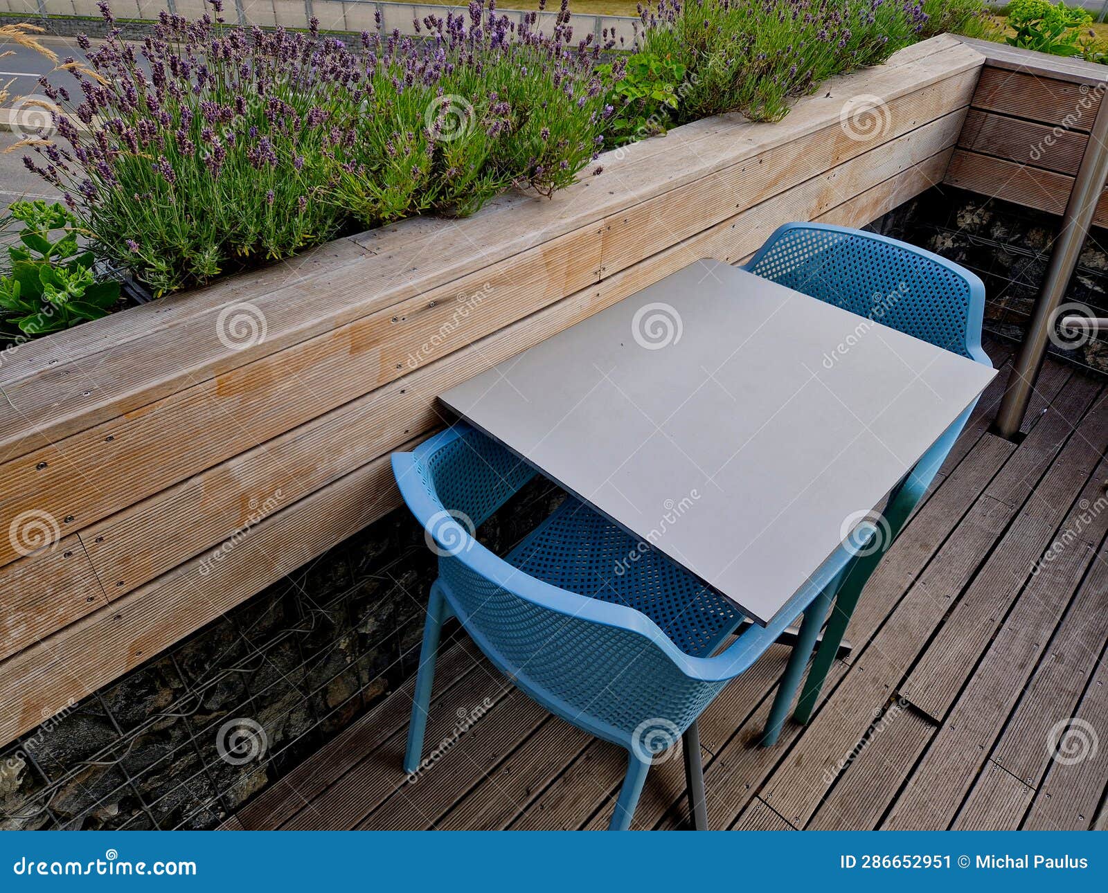 Edge of Elevated Terrace Overlooking the Park is a Concrete Long Stock ...